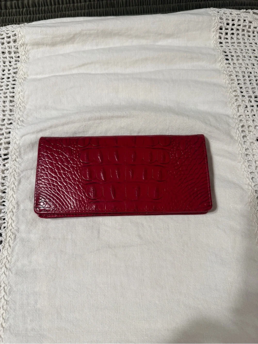 Brahmin | Accessories | Vintage Brahmin Red Crocembossed Long Slim ...